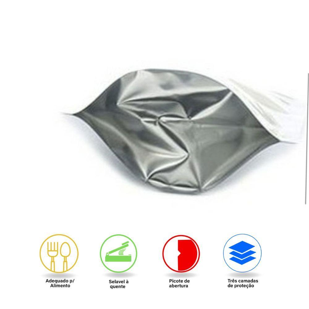 Saco Laminado Metalizado Prata Fecho Ziplock C 100 Carrefour