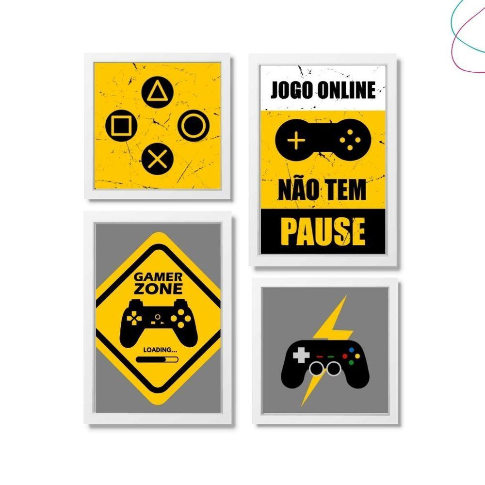 Quadro Gamer Jogo Online Não Tem Pause C/ Moldura Branco - Carrefour