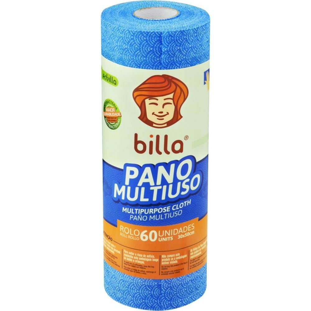Pano Multiuso Azul 30cm X 50cm Com 60un - Billa - Carrefour