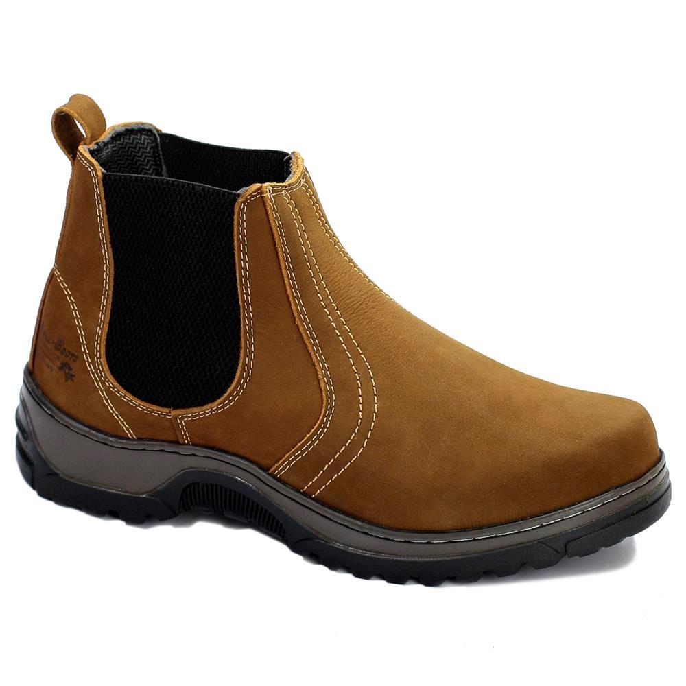 Botina Adventure Masculina Couro Cano Curto Conforto Leve Marrom Claro ...