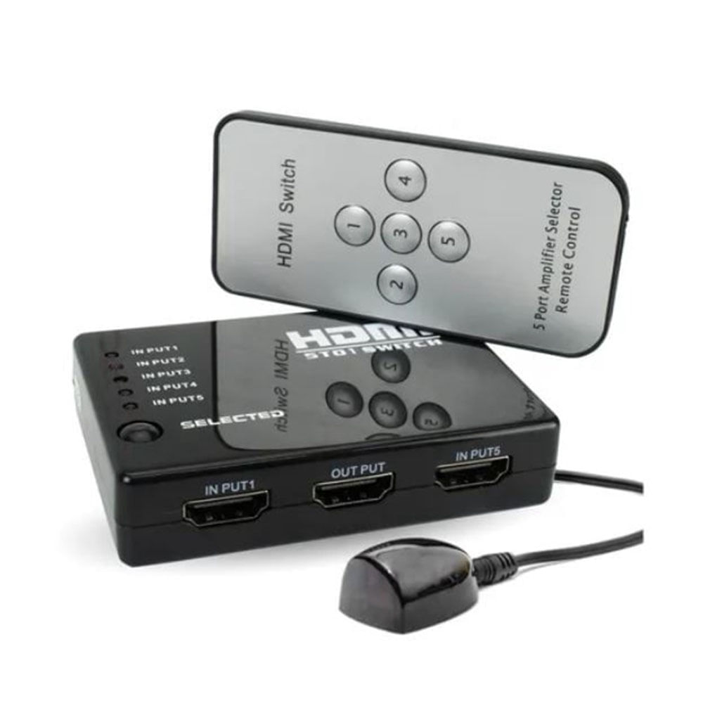 Mini Hub Switch Hdmi 5 Portas Full Hd 1080p + Controle Remoto - Carrefour