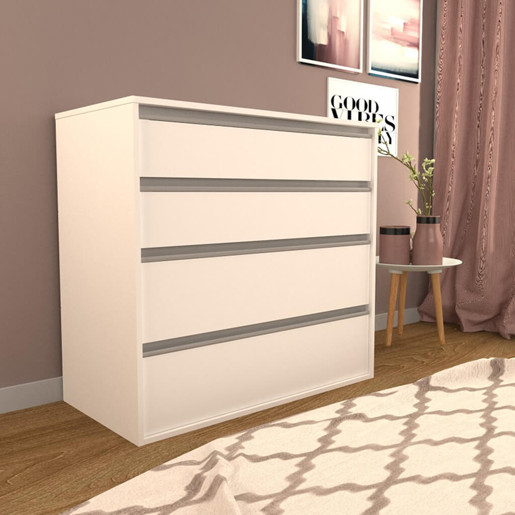 Cômoda 4 Gavetas 100% Mdf Branco Lilies Móveis - Carrefour