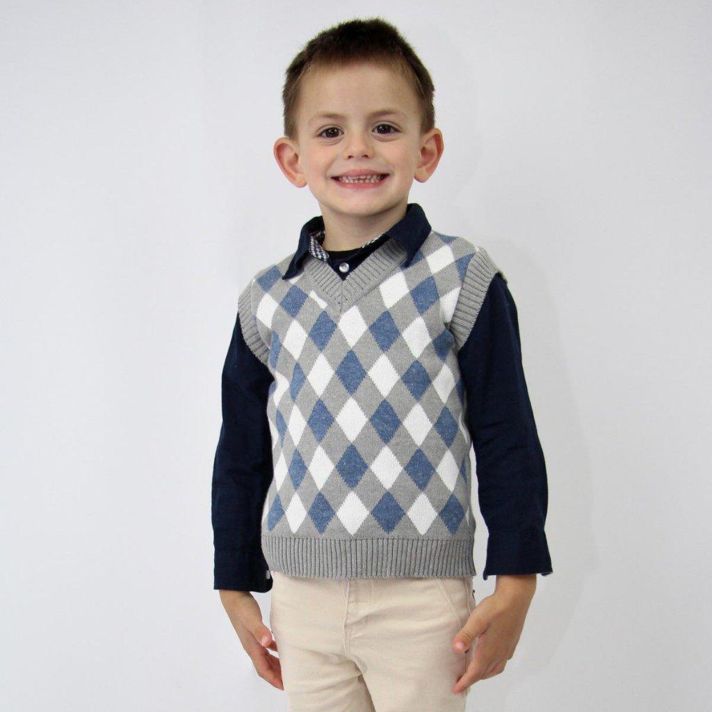 Colete De Tricô Losango Tricô Kids Cinza Claro - Carrefour