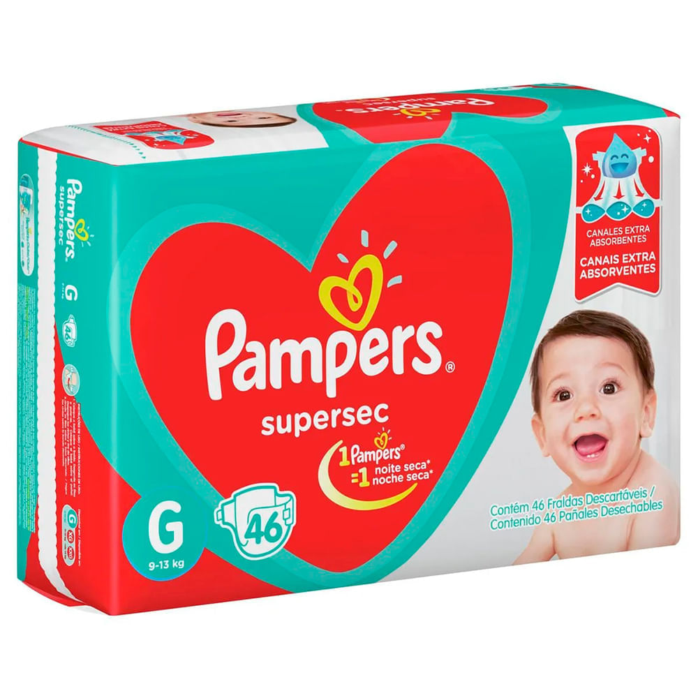 Fraldas Pampers Supersec G - 46 Unidades - Carrefour