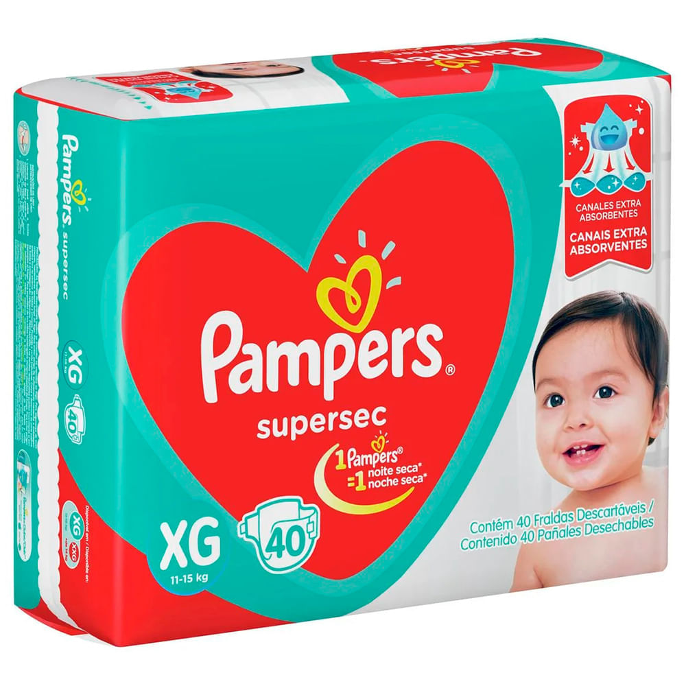 Fraldas Pampers Supersec XG - 40 Unidades - Carrefour