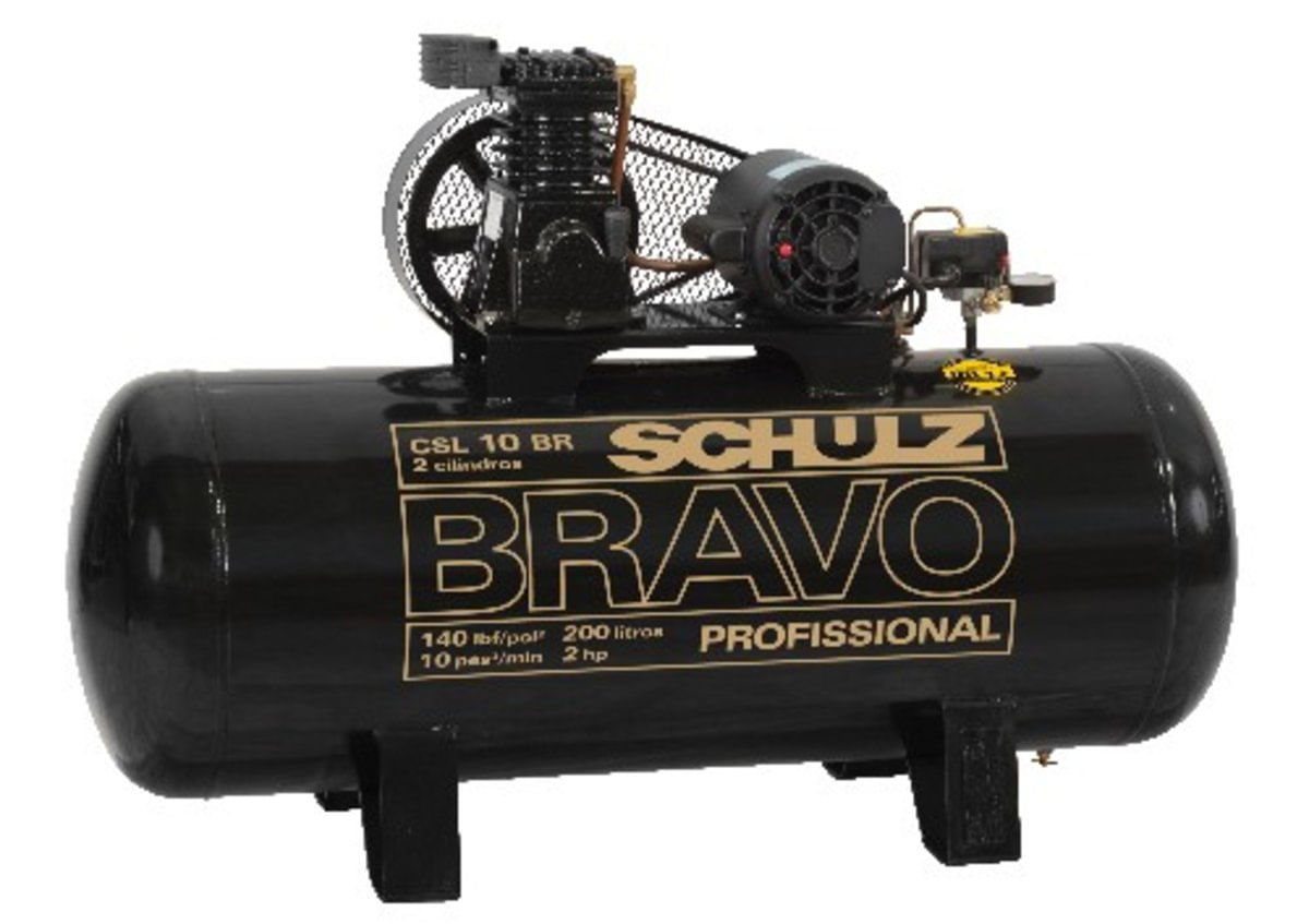 Compressor Schulz CSL10BR 200Lts 140Psi/9.8BAR 2cv 220v Monofásico ...