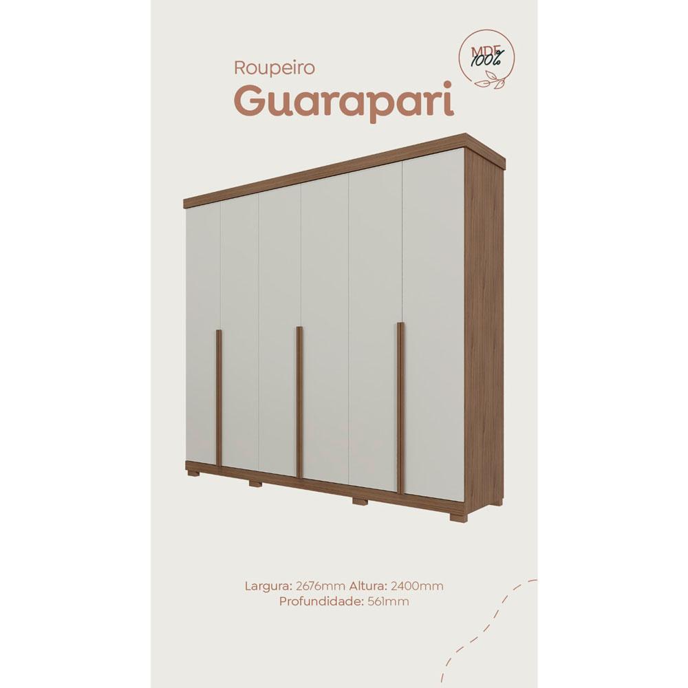 Guarda Roupa Casal Em Mdf 6 Portas Com Pés Guarapari Panan Móveis Avelã ...