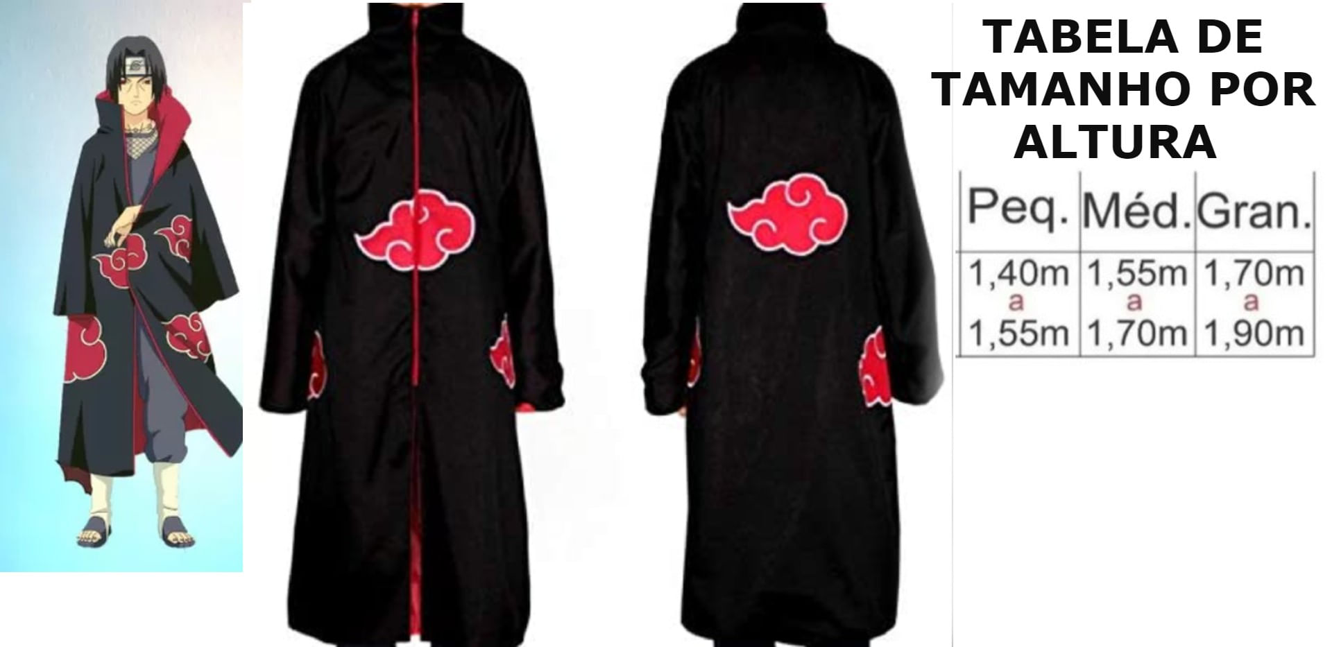 Kit Capa Akatsuki Bandana Colar Tsunade Kunai Shuriken Naruto Cosplay ...