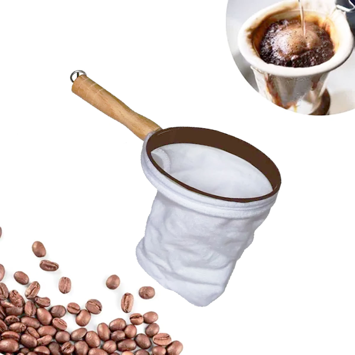 Coador De Flanela Para Café Cabo De Madeira Pequeno 6pç - Carrefour