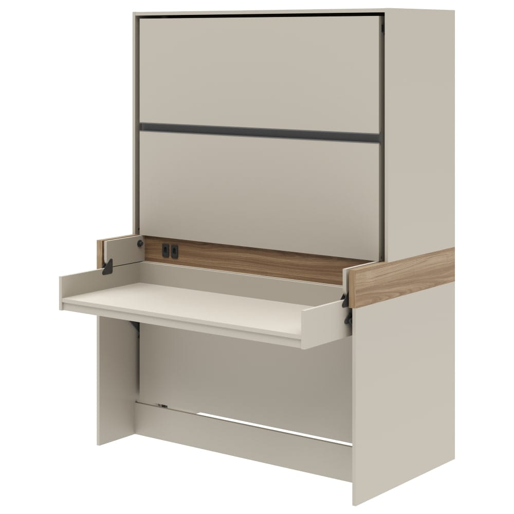 Cama De Casal Retrátil Vertical Com Mesa Escrivaninha Forman Svs Pecan ...