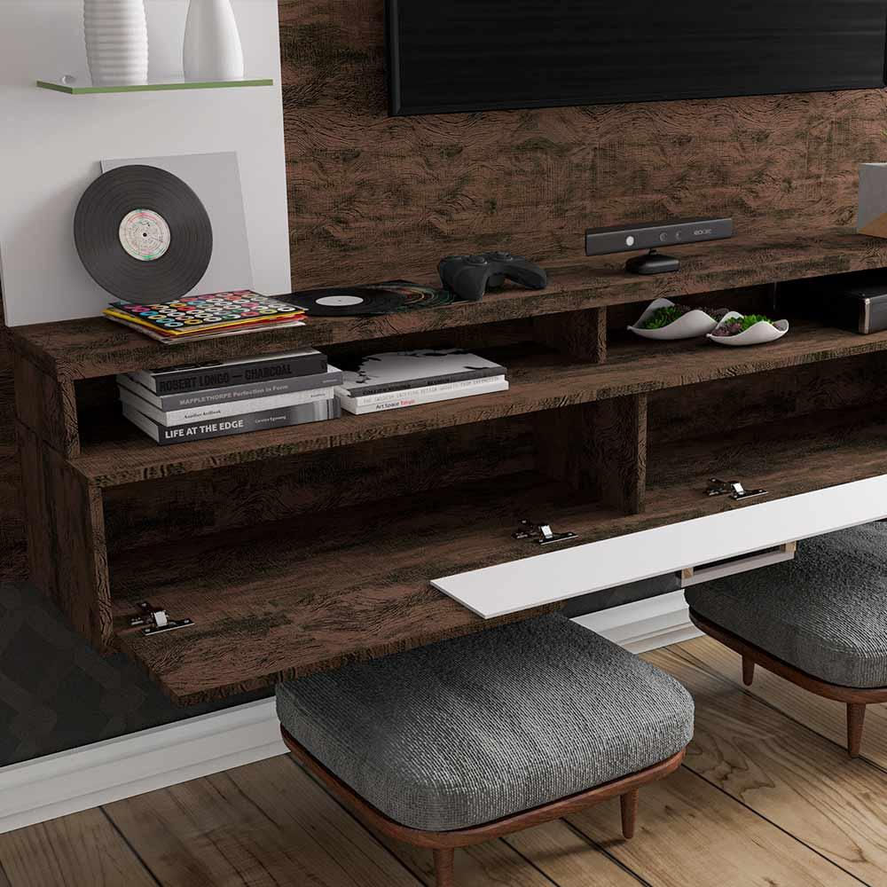 Painel Tv 60 Polegadas Com Led Zeus Nogal Off White Carmolar - Carrefour