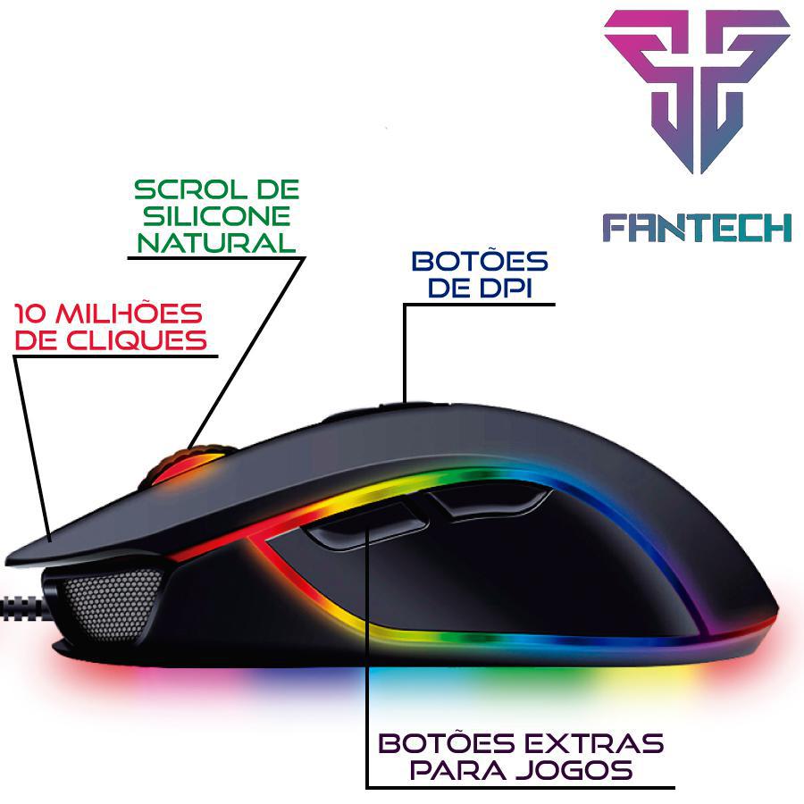 Mouse Gamer Jogo Macro Rgb Fantech Thor X9 7 Botões 4800dpi - Carrefour