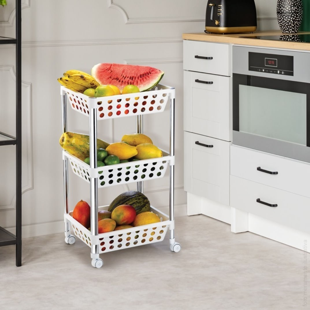 Fruteira Multiuso 3 Andares Com Rodinhas Para Dispensa Arthi/f - Carrefour
