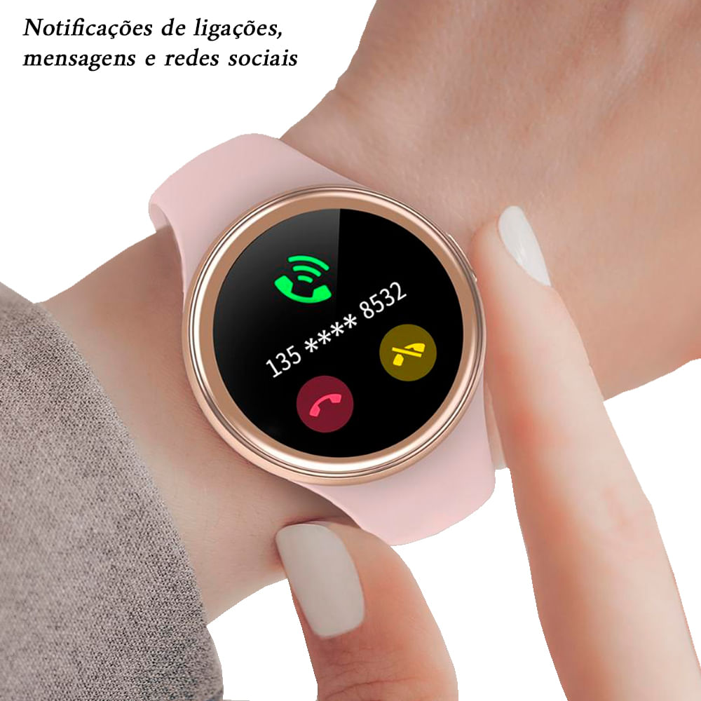 Relógio Smartwatch Feminino Touch Screen Moon Rosa - Carrefour