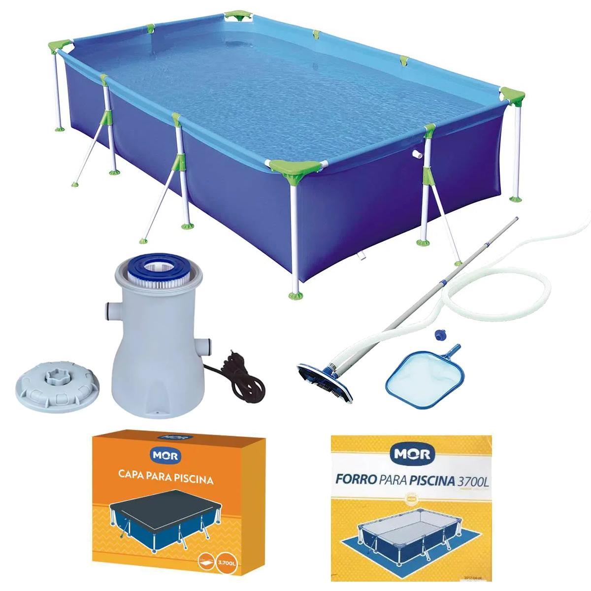 Kit Piscina Retangular Mor 3.700 Litros Premium Desmontável - Carrefour