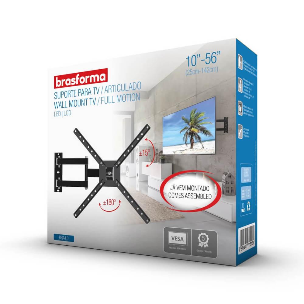 Suporte Para Tv Bra4.0 Articulado Até 56'' Brasforma - Preto - Carrefour