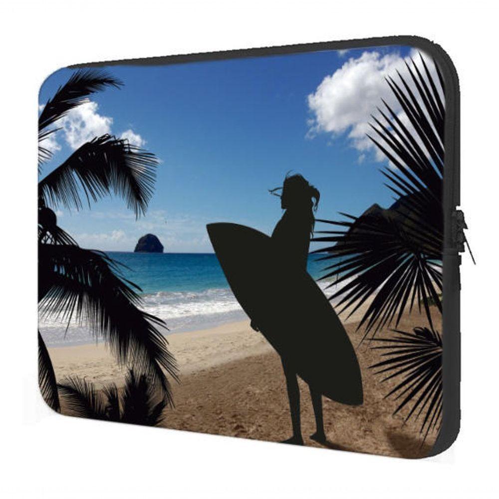 Capa Case Notebook Oceania Praia Mar Mulher Com Prancha - Carrefour