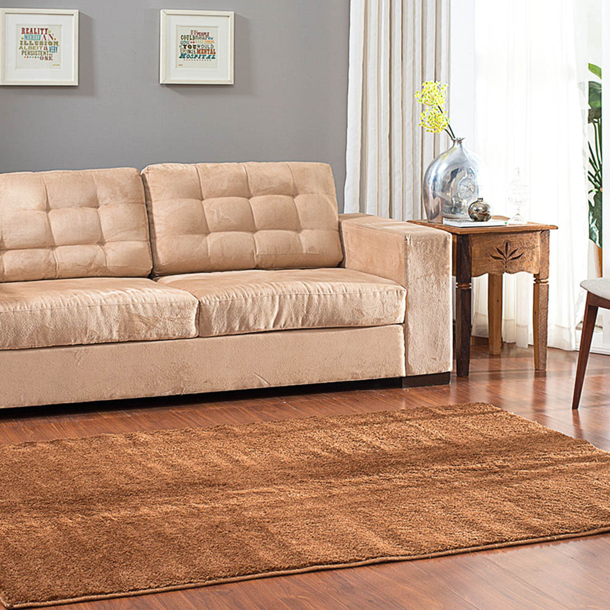 Tapete Apolo Prata Textil Retangular 150x200cm Caramelo - Carrefour