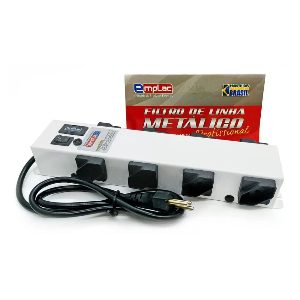Filtro de Linha Profissional 8 Tomadas 10A Padrao Novo F50100 Emplac ...