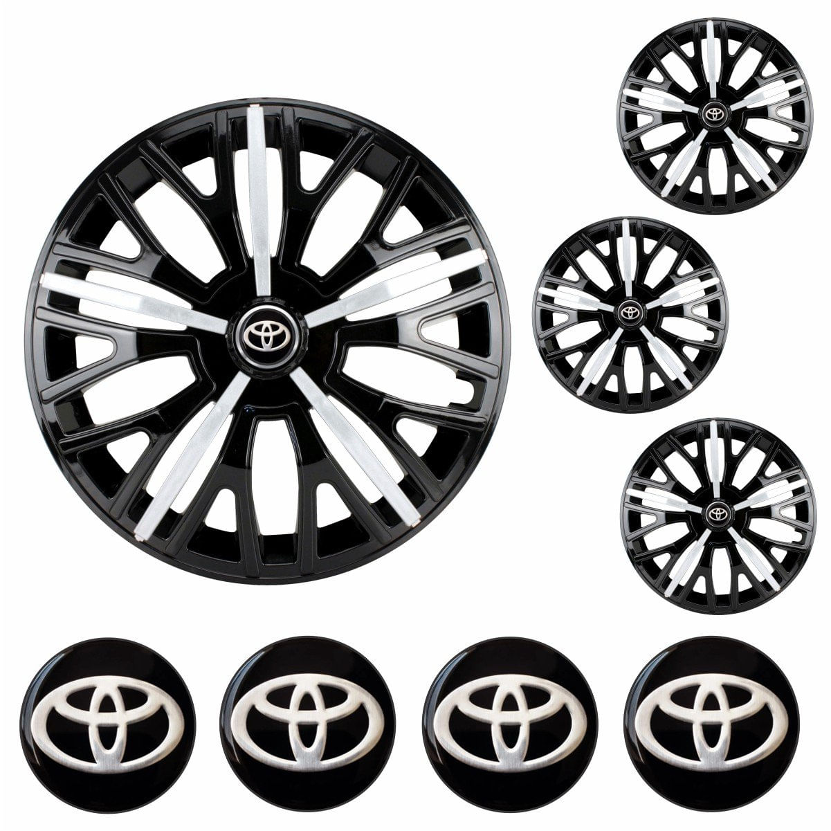 Jogo Calota Aro 13 Triton Sport Black Silver Elitte Preto Prata ...