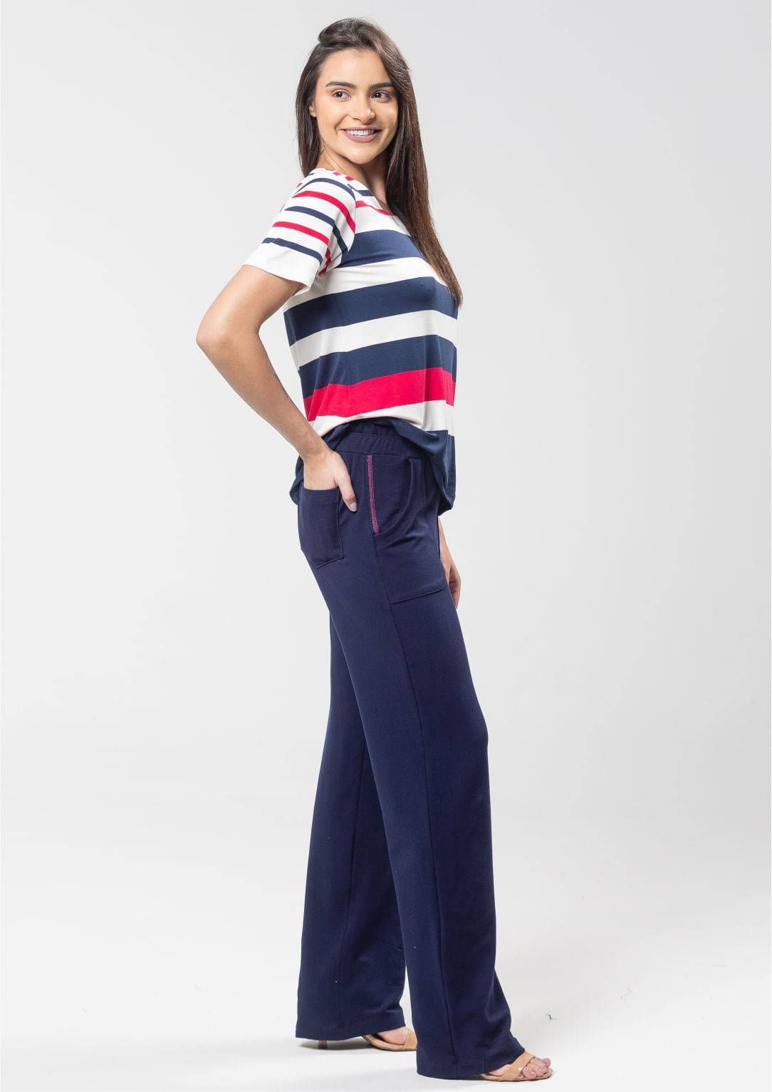 Calça Básica Azul Marinho E Pink | Pau A Pique Pink - P - Carrefour