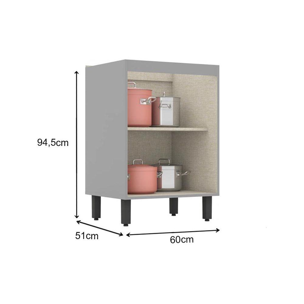 Modulo Cozinha Henn Belize Balcao 60 2 Portas S Tampo Cinza - Carrefour