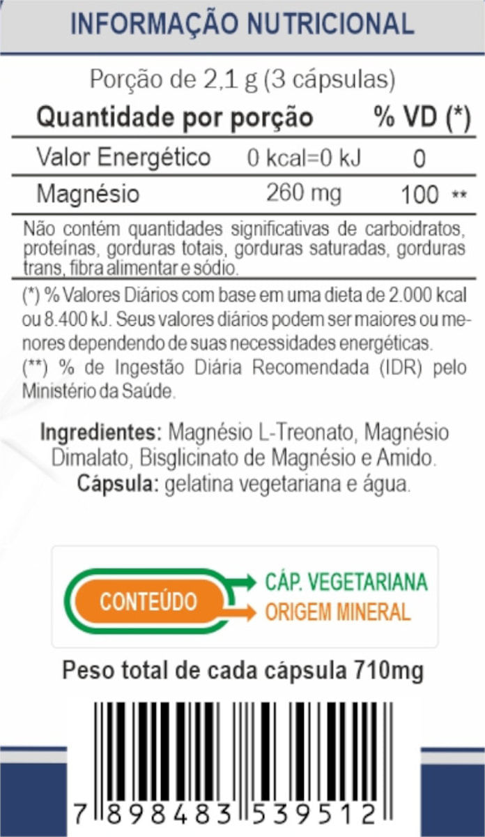 Treon Mag Magnésio Treonato Unilife 60 Cápsulas - Carrefour