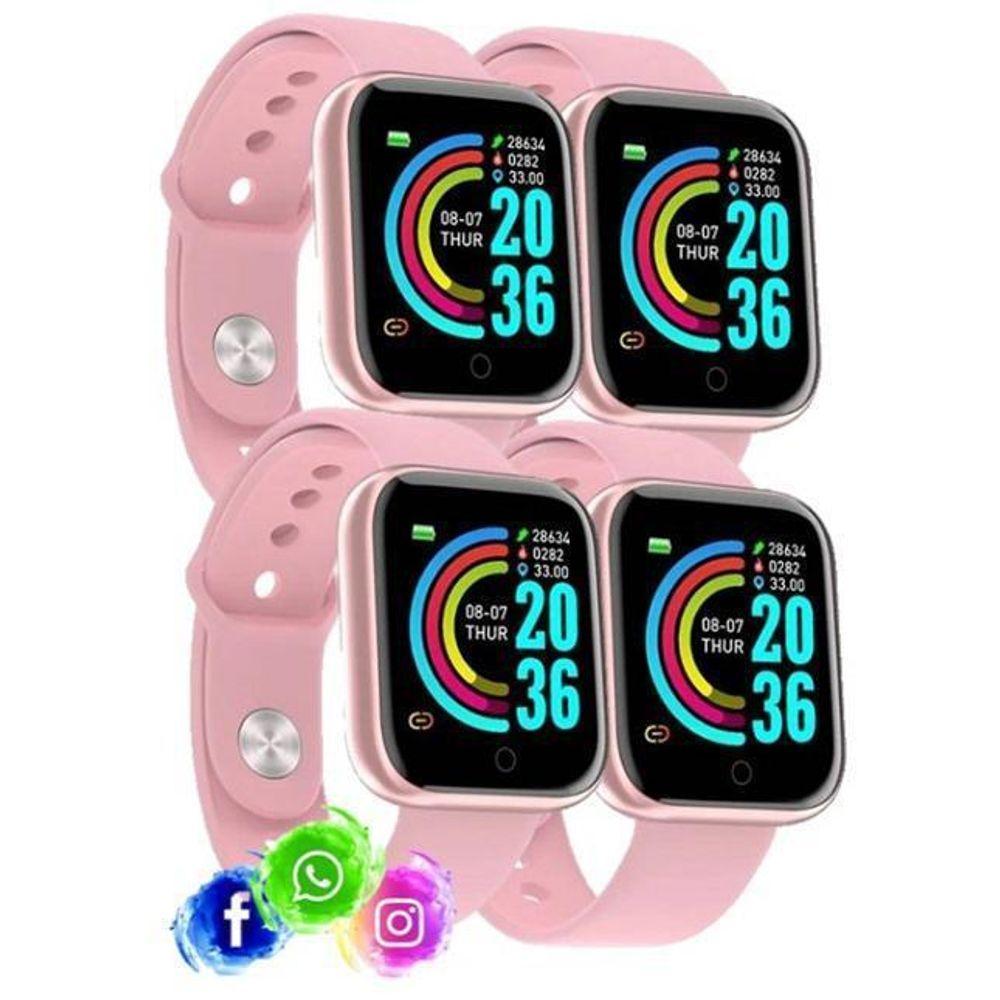 Kit 4 Relógio Inteligente Smartwatch D20 Rosa - Carrefour