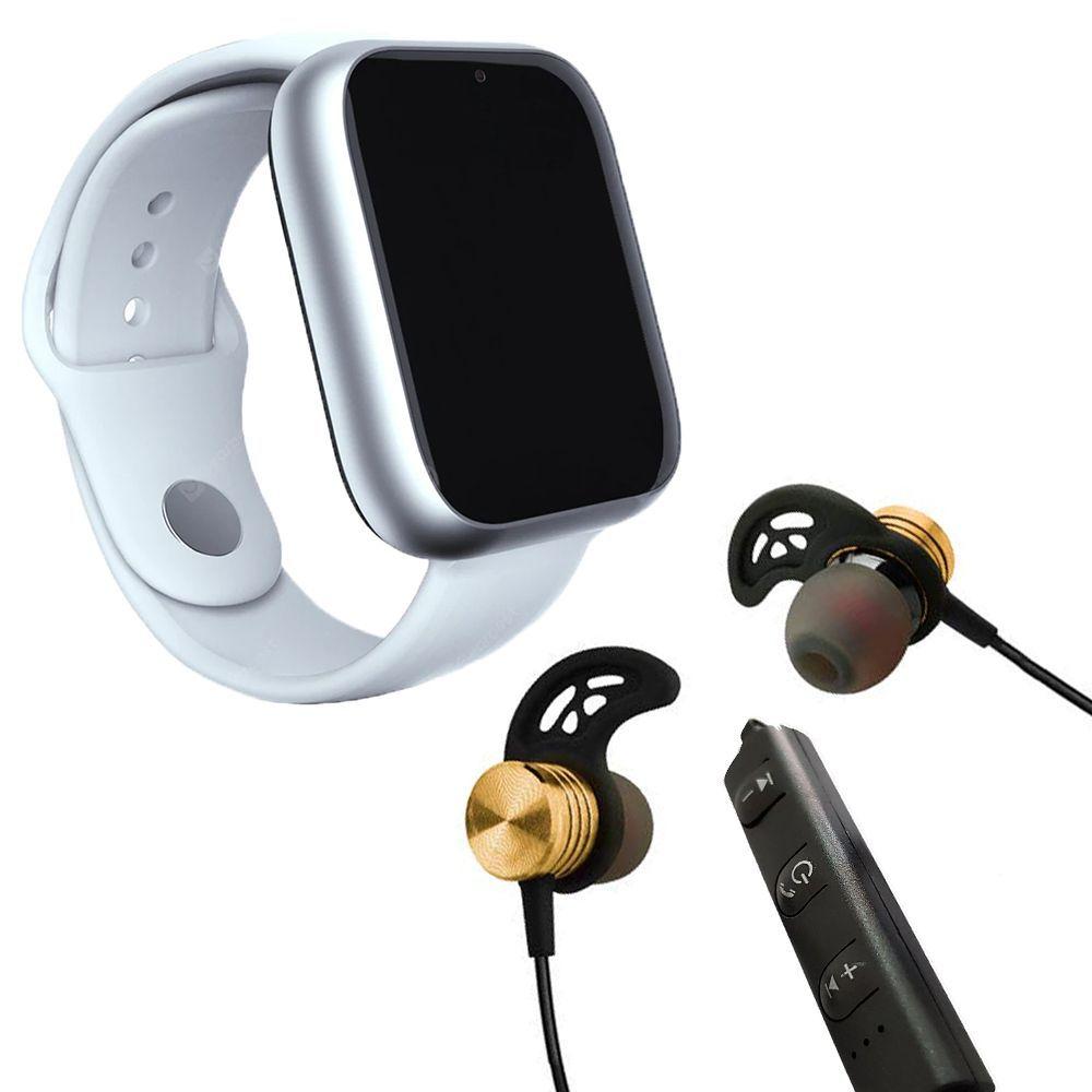 Kit 1 Relógio Smartwatch Z6 Branco + 1 Fone Sem Fio Dourado - Carrefour