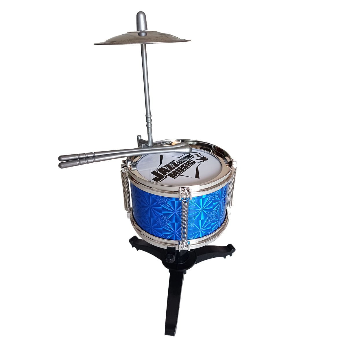 MINI BATERIA MUSICAL 1 TAMBOR 1 PRATO AZUL - JAZZ DRUM - Carrefour