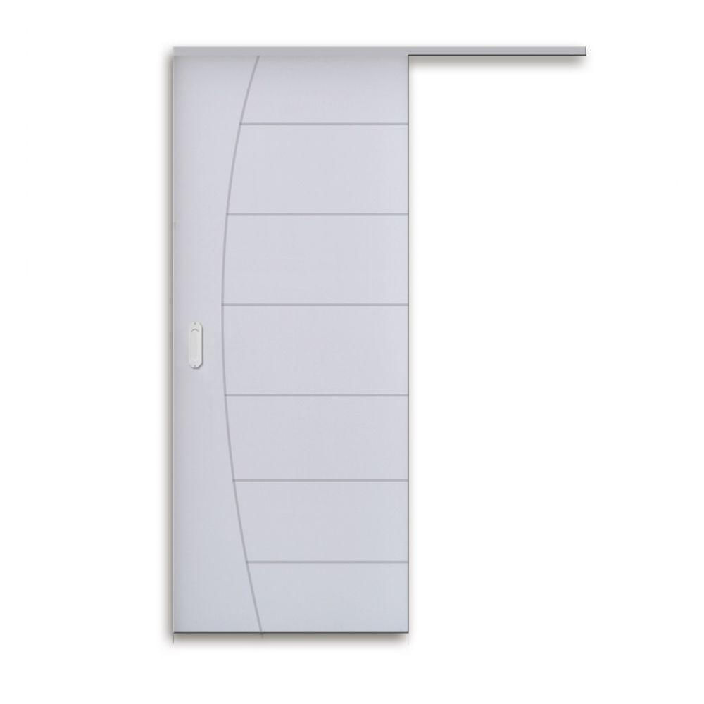 Porta Madeira Frisada Correr Primer Trilho Branco 2,10x0,72 - Carrefour