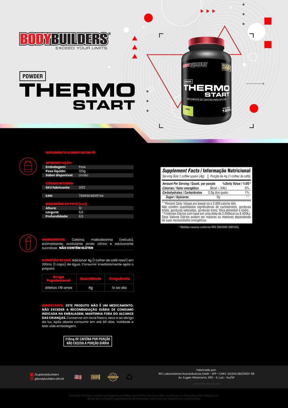 Kit 3x Thermo Start Powder 120g Limão - Carrefour