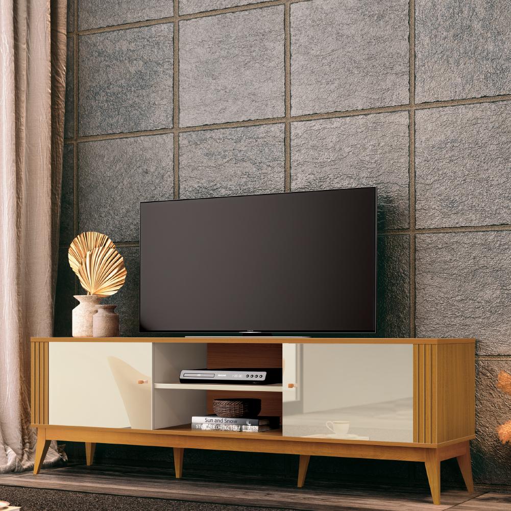 Rack Bancada Para Sala Tv Até 60 Polegadas Legacy Cedro / Off White ...