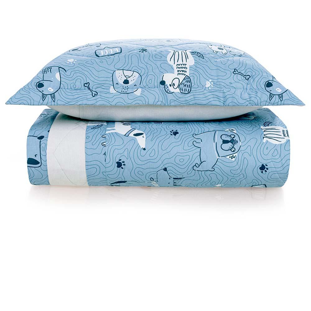 Colcha Solteiro 180 Fios Boris - Karsten Azul - Carrefour