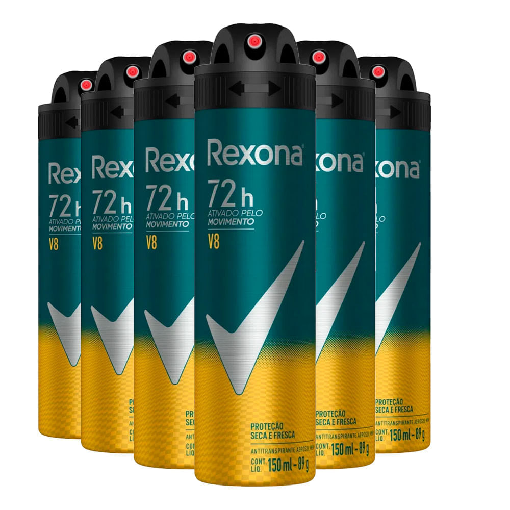 Kit Desodorante Aerosol Rexona V8/amarelo 150ml - 6 Unidades - Carrefour