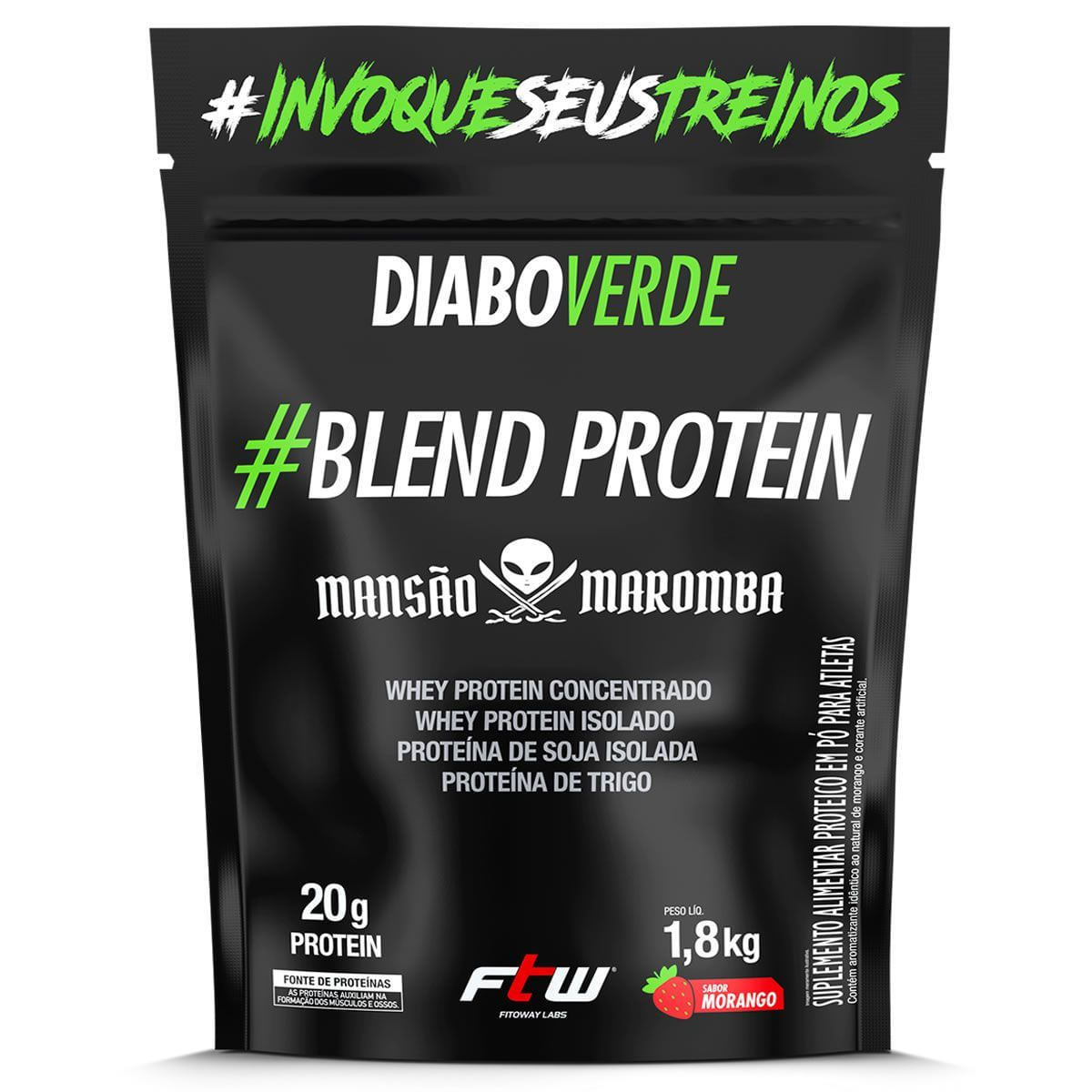 Diabo Verde Blend Protein Mansão Maromba - 1800g Refil Morango - Ftw ...