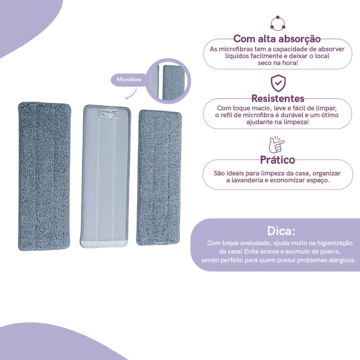 Kit Com 3 Microfibras Para Mop Slim - Simplo - Carrefour