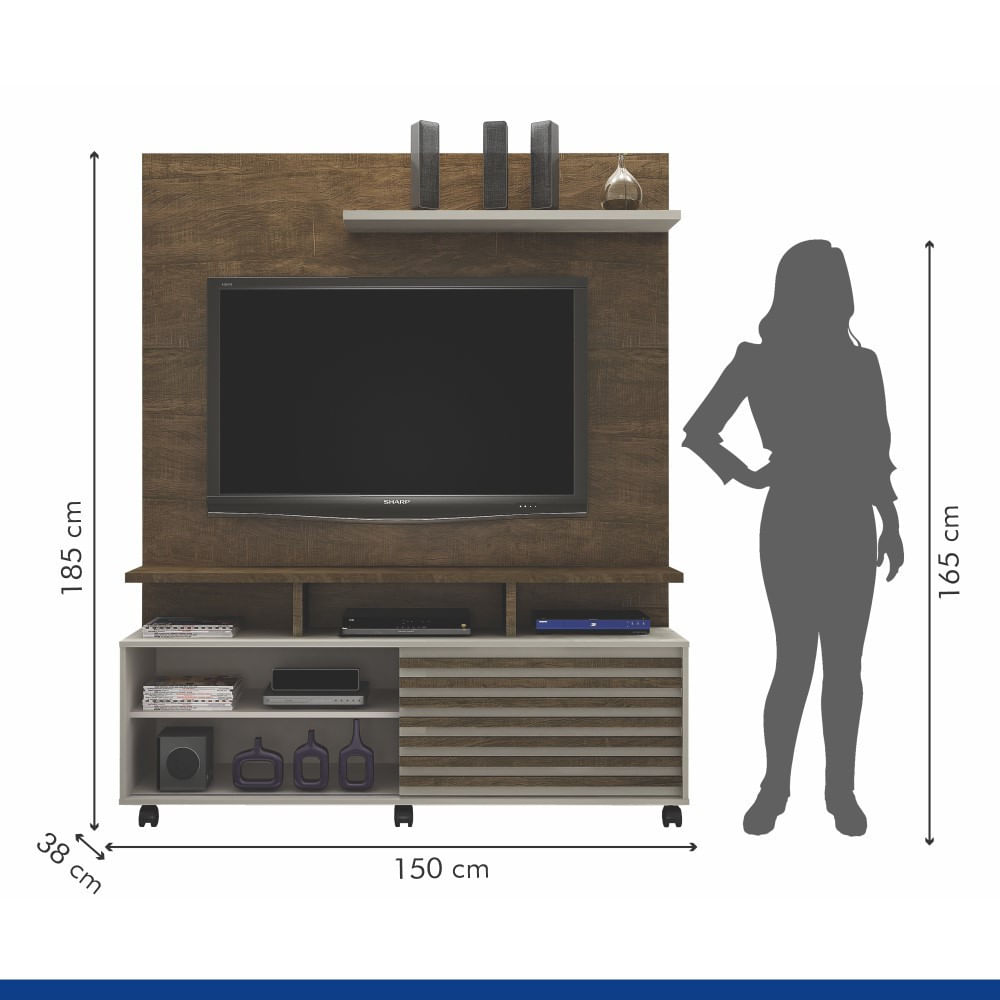 Estante Home Star Para Tv Até 60 Polegadas 1 Porta Deslizante Ipê Com ...