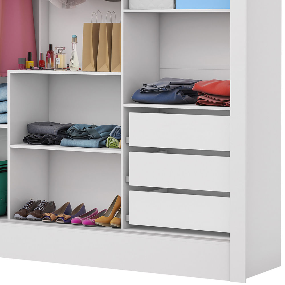 Guarda-roupa Dubai Com Espelho Branco Carioca Móveis - Carrefour