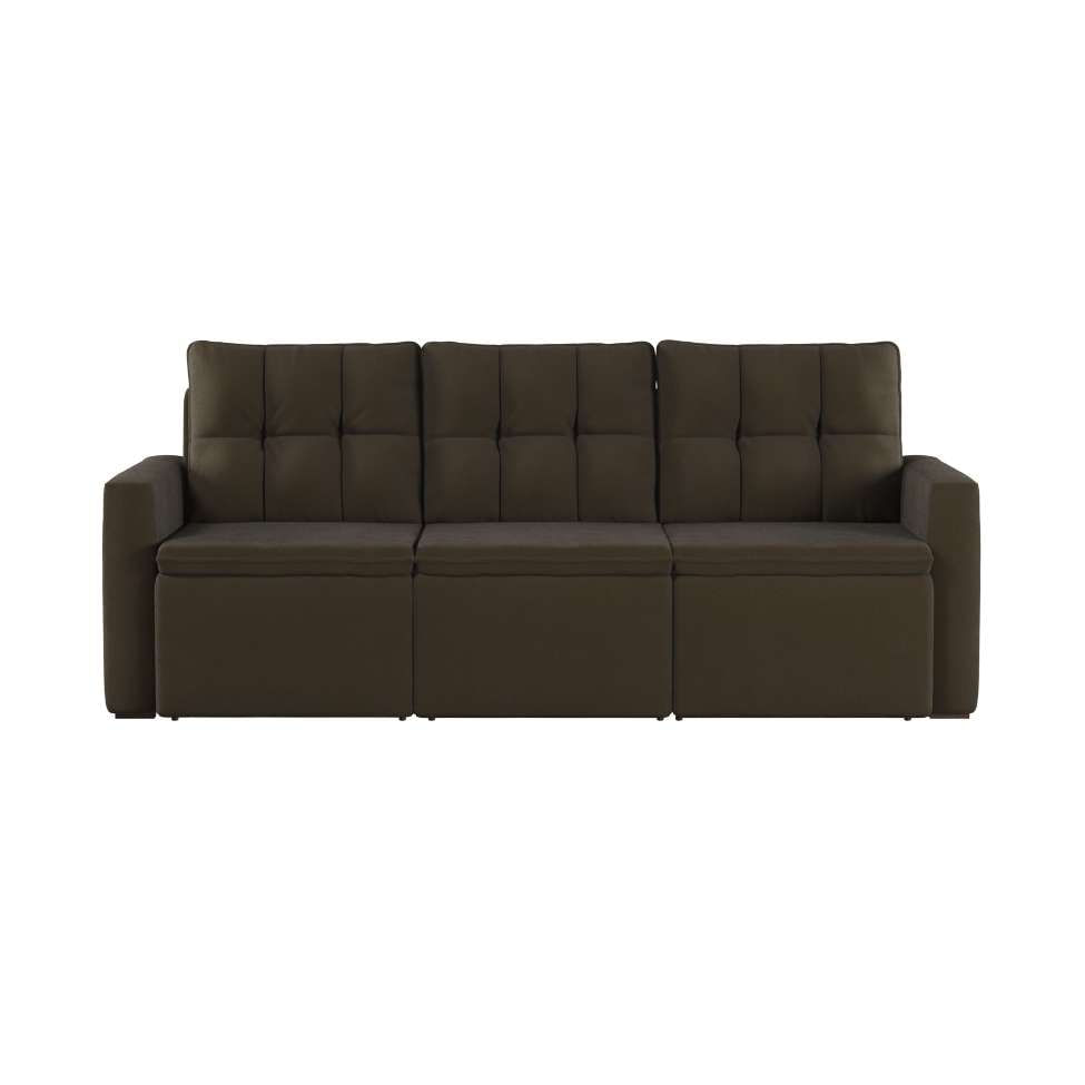 Sofá 3 Lugares Retrátil Ruiru Suede Marrom 210 Cm - Carrefour