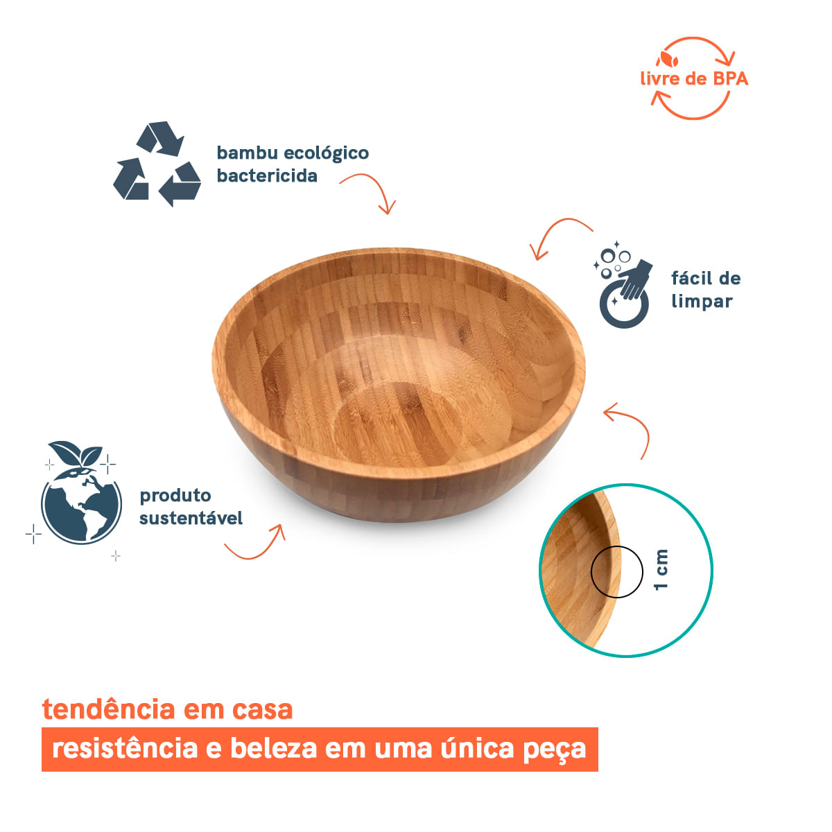Bowl De Salada De Bambu - Oikos - Carrefour