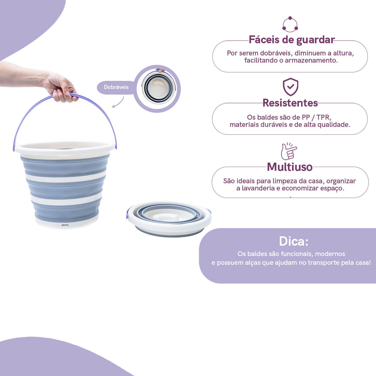 Kit Lavanderia De 2 Baldes Dobráveis De Plástico 10l Simplo - Carrefour